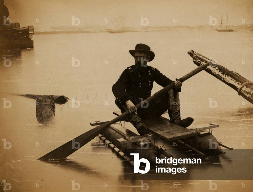 Image of General Haupt rowing a boat made of a pair of by Russell ...