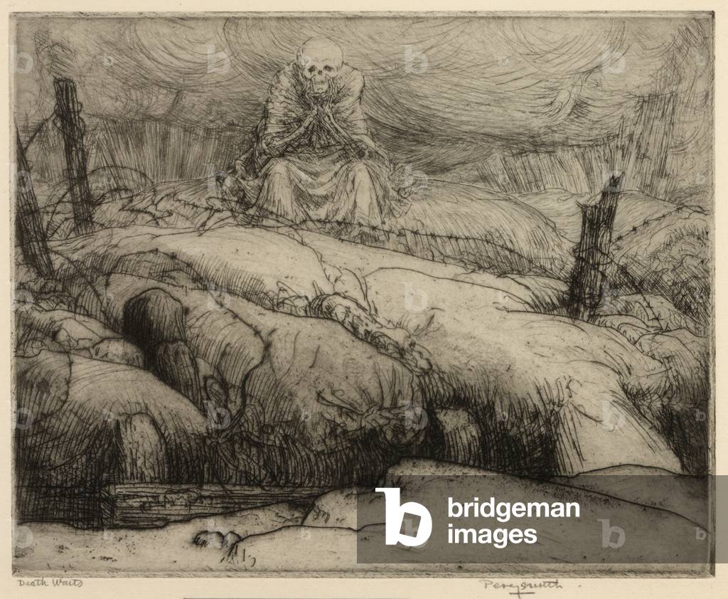Image of The Dance of Death - Death Waits, 1919 (drypoint etching) by ...