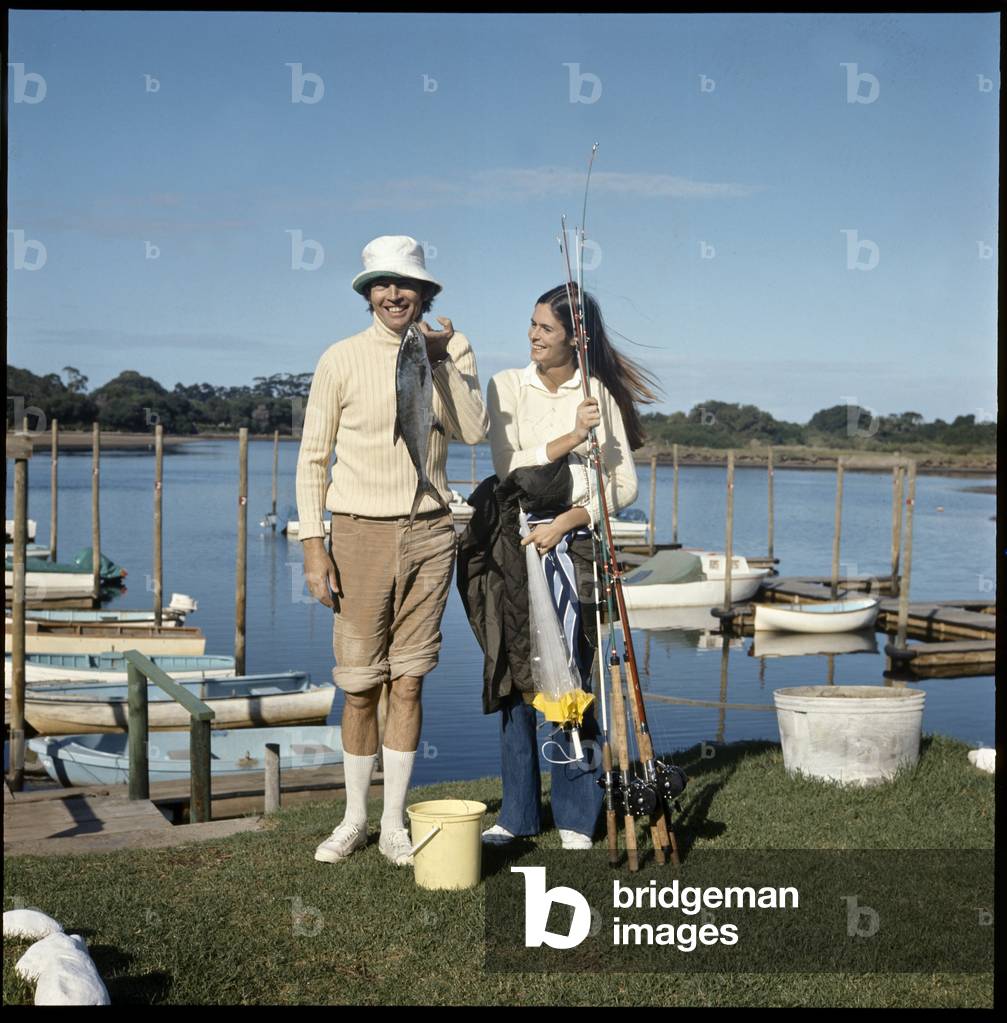Image of Christiaan Barnard and his wife Barbara Zoellner fishing