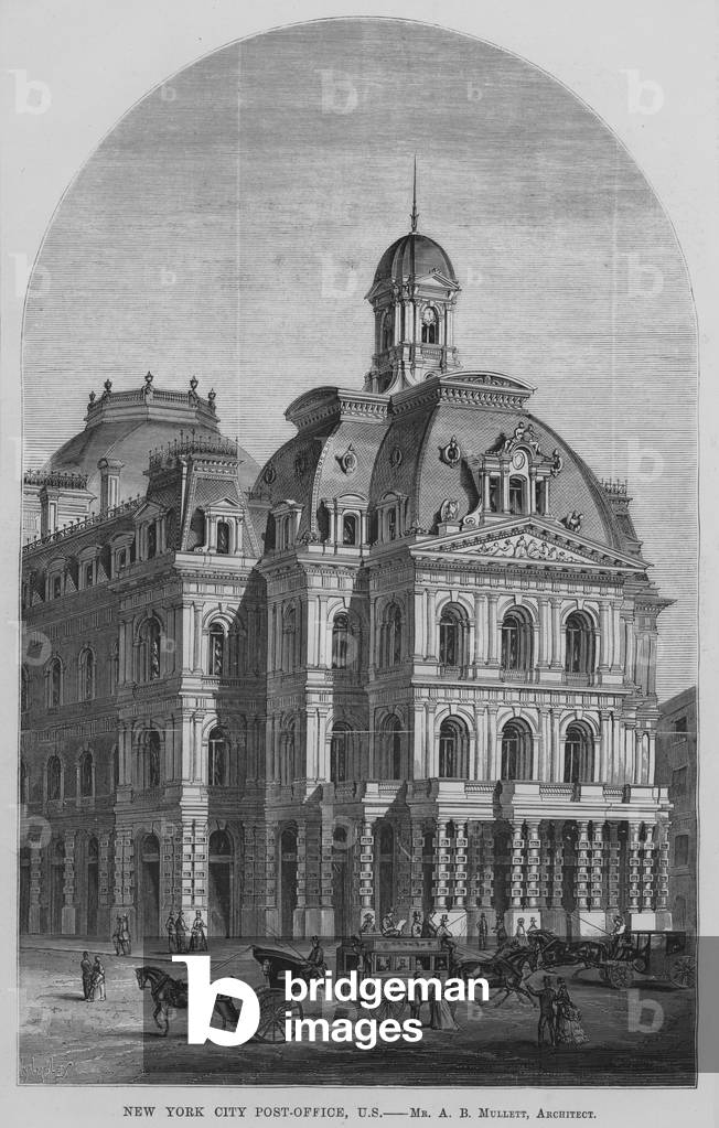 Image of New York City Post Office, US (engraving) by English School ...