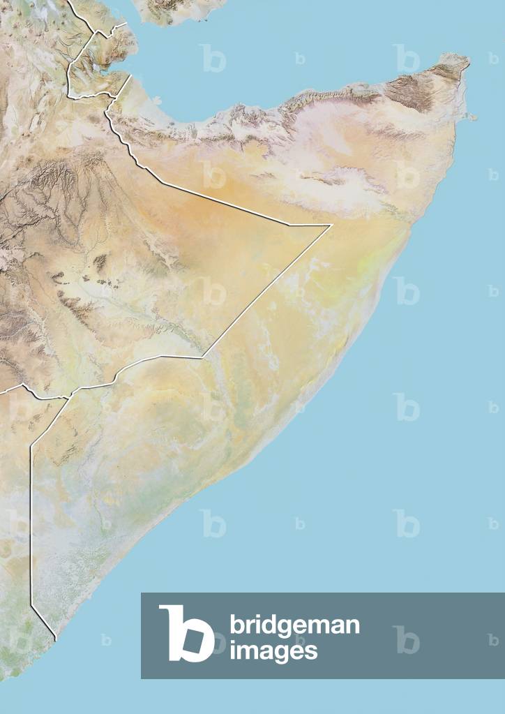 Image of Somalia, Relief Map with Border