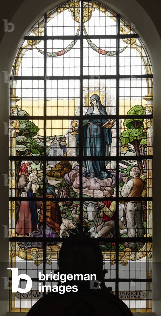 Image of Stained glass window, northern transept, 'Our Lady gives the ...