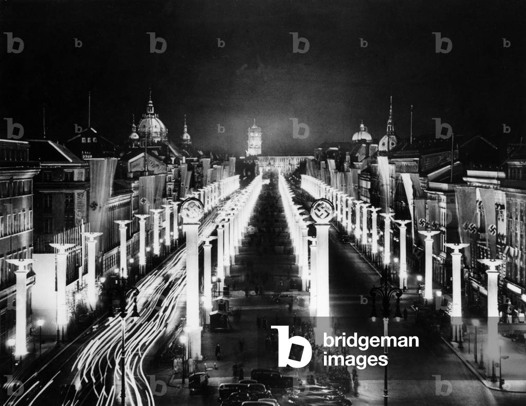 Image of Street decoration in Berlin for the even of Adolf Hitler's