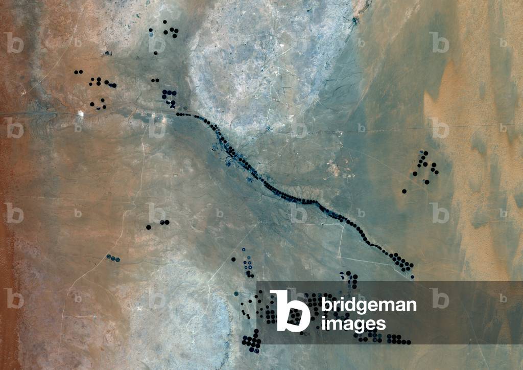 Image of Agriculture In The Desert In 2001, Saudi Arabia, True Colour