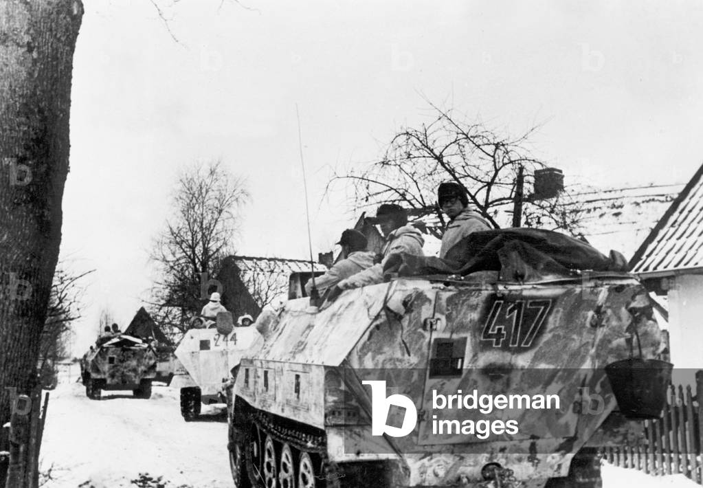 Image of German armored personnel carrier on the Eastern Front, 1945 (b/w