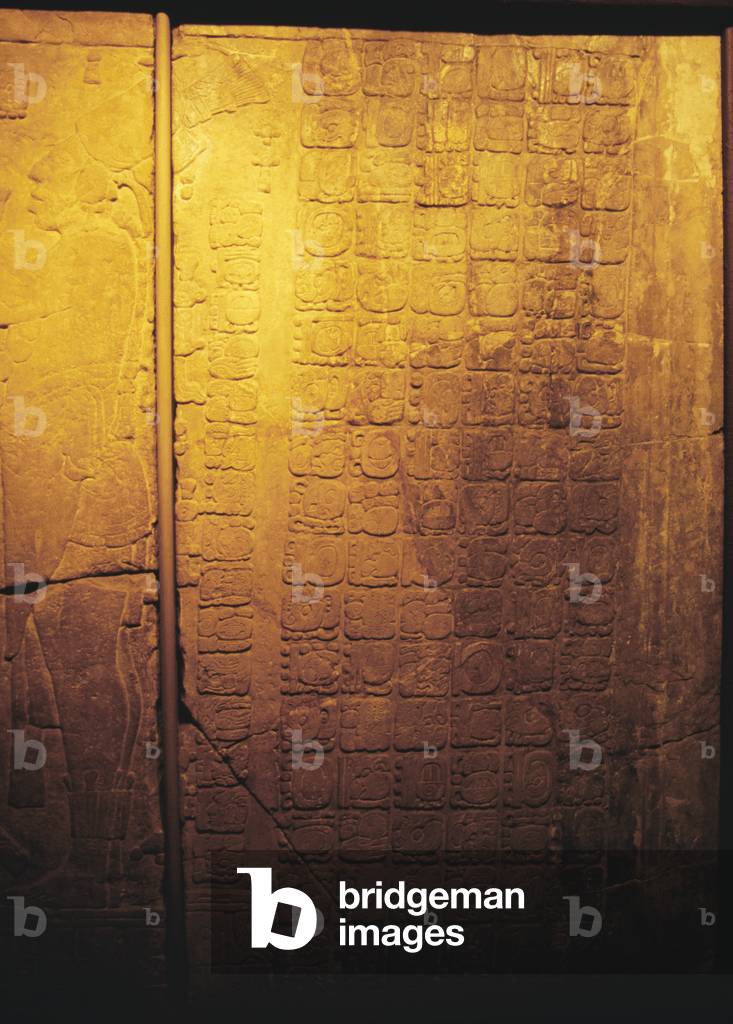 Image of Glyphs, detail on panel from Temple of Cross at Palenque,