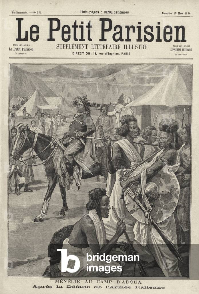 Image of Menelik II, Emperor of Ethiopia, at the camp of Adwa by French ...