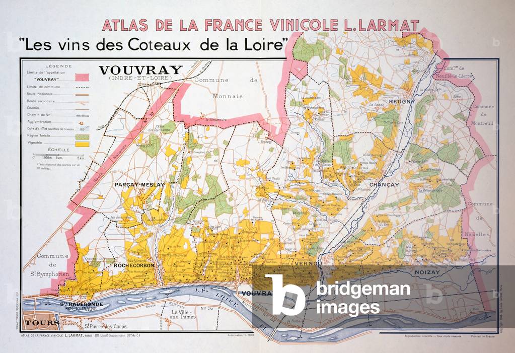 Image of Map of the Loire Region: Vouvray, illustration from 'Atlas de ...
