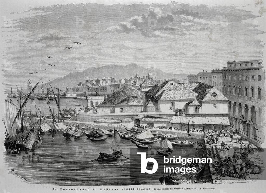 Image of Free port of Genoa from sketch by Marquis Lorenzo Centurioni,