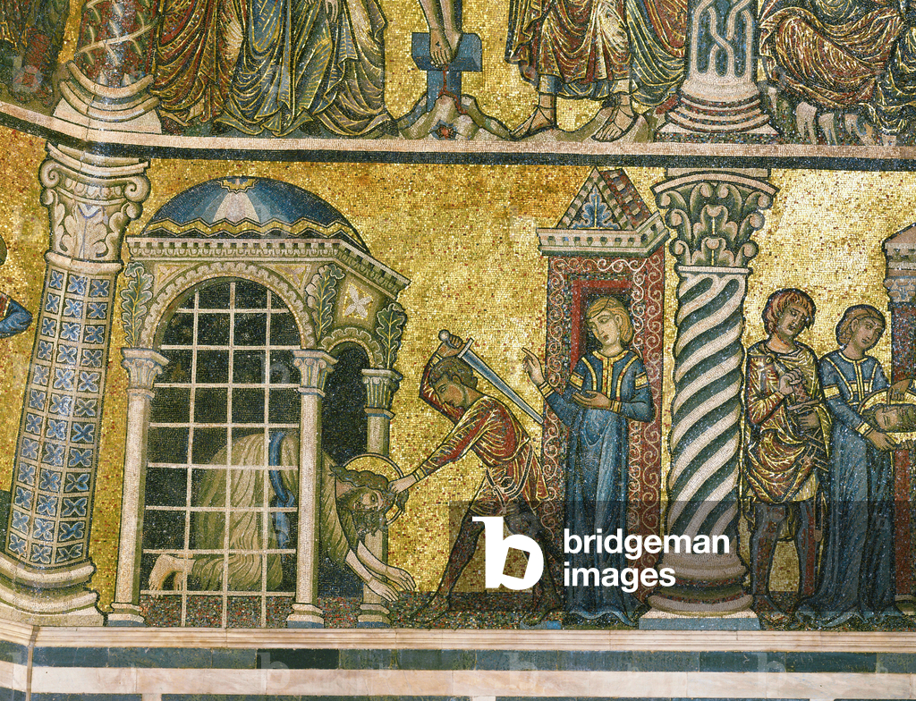 Image of The beheading of Saint John at the prison gate (mosaic) by ...