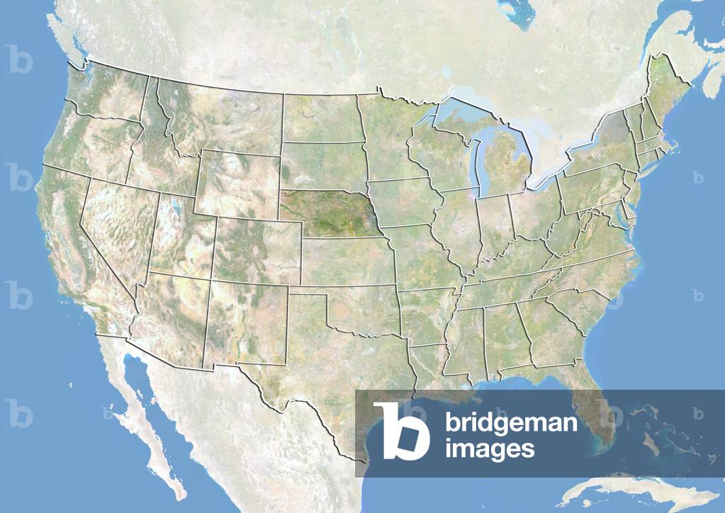Image of United States and the State of Nebraska, Satellite Image With