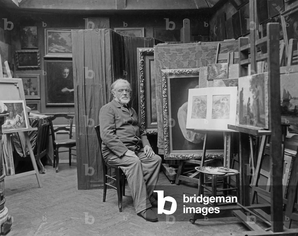 Image of Portrait of Henri Fantin-Latour in his studio (b/w photo) by ...
