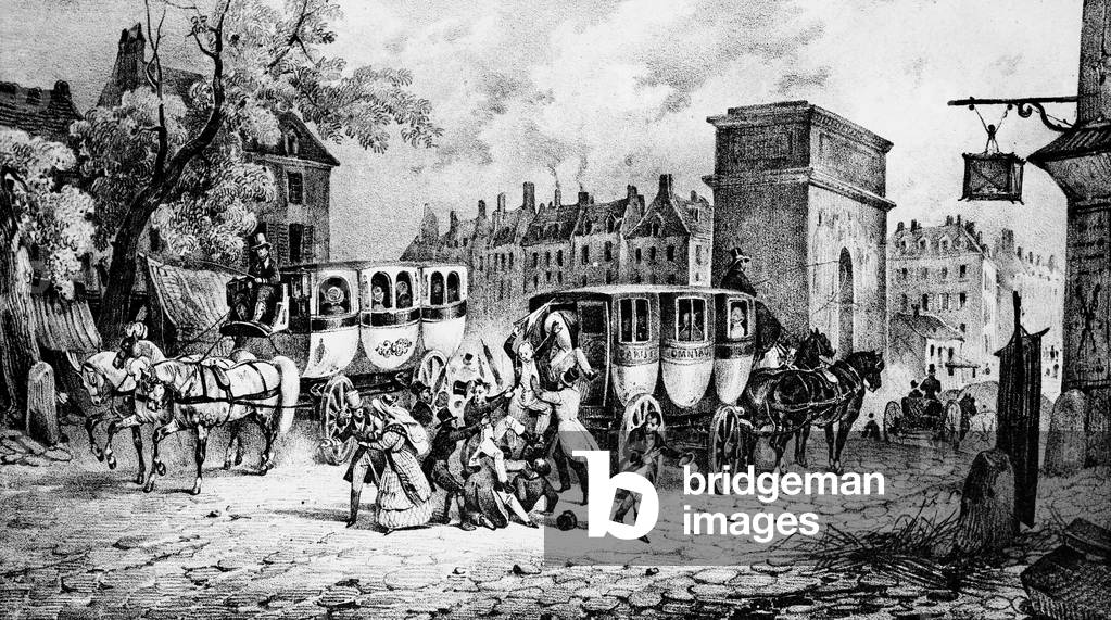 Image of The Omnibus, c.1830 (engraving) by French School, (19th century)