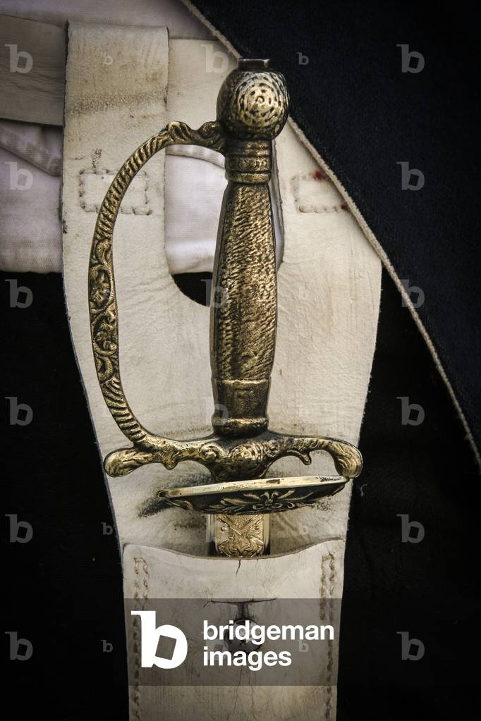 Image of Historical reenactment: Hilt and scabbard of sword supplied to ...
