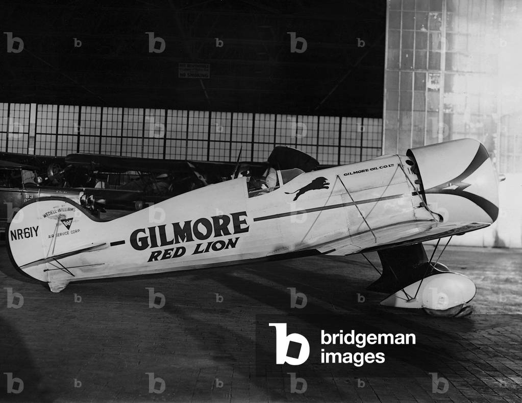 Image of Colonel Roscoe Turner in his plane 'Gilmore Red Lion', 1932