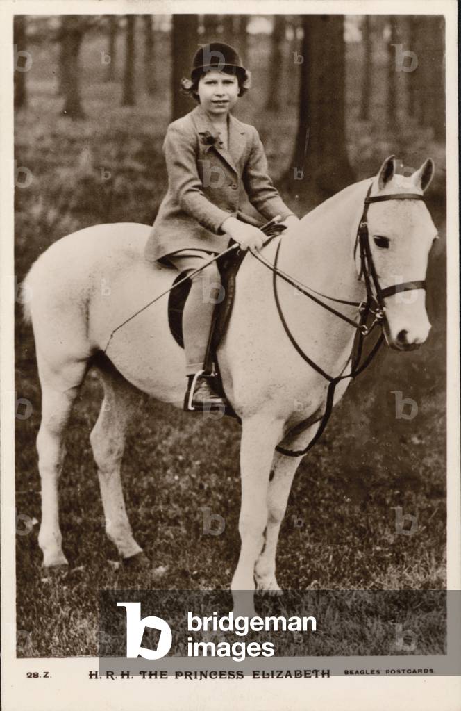 Image of Princess Elizabeth (later Queen Elizabeth II) riding a white ...