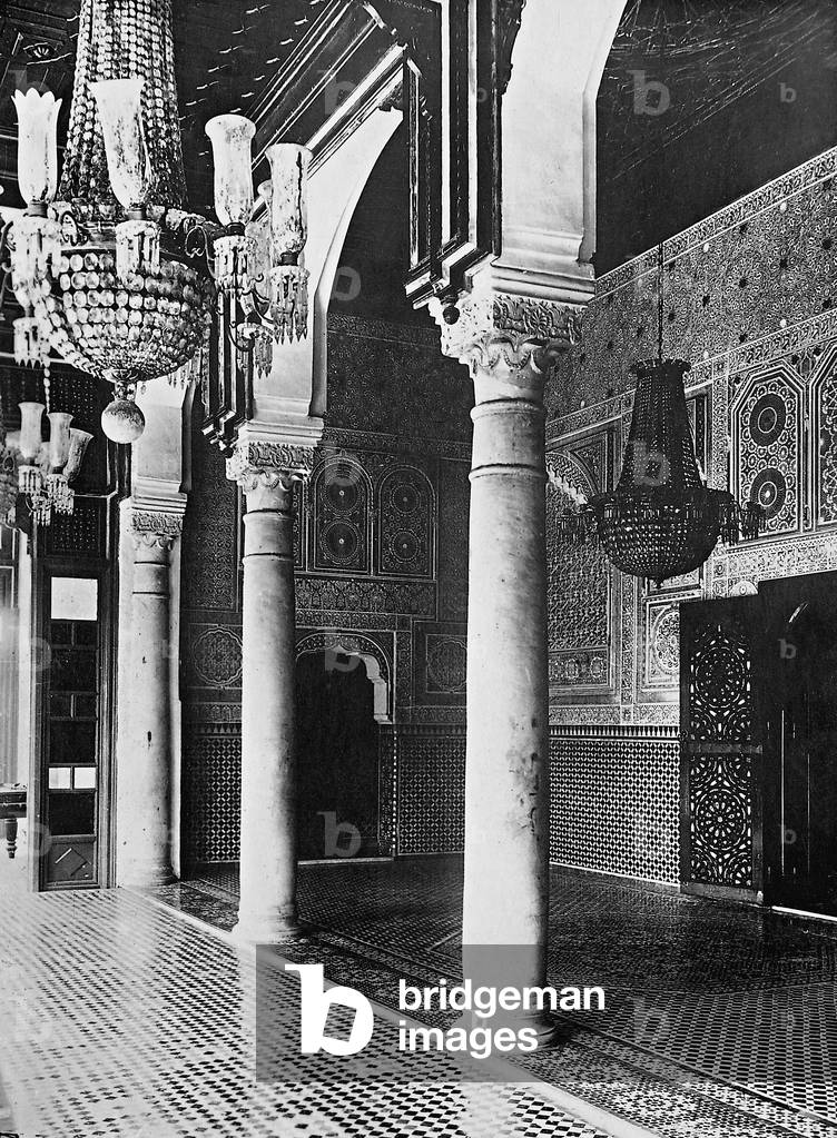 Image of Throne room in the Sultan Palace of Fez, 1927 (b/w