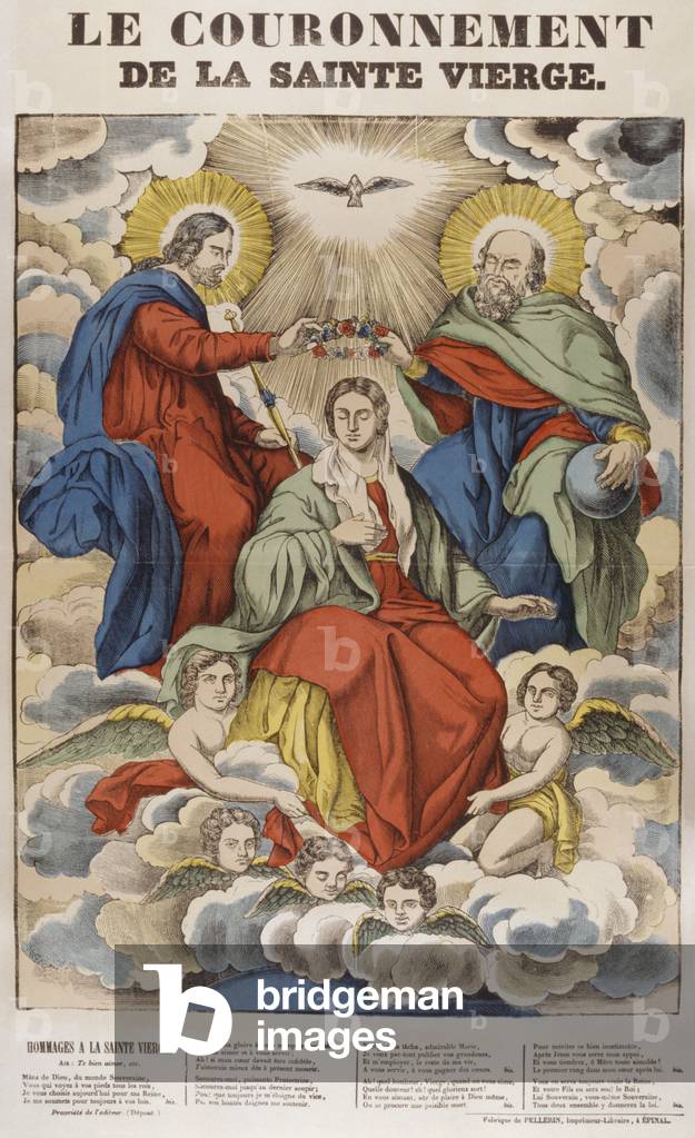 Image of illustration showing the coronation of the Virgin Mary with Jesus,