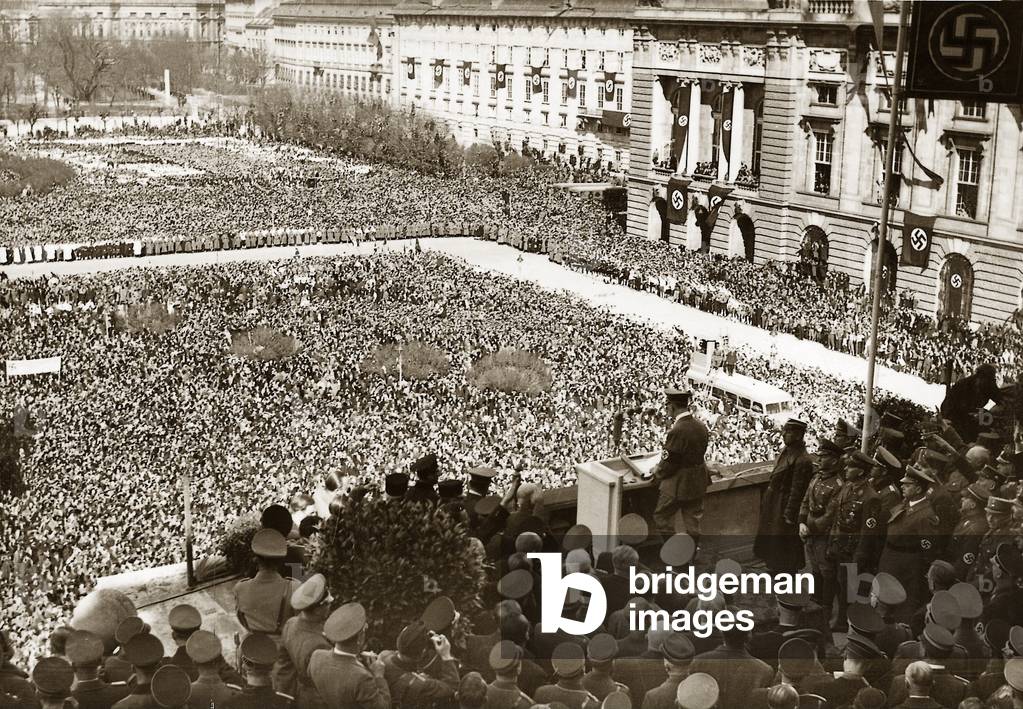 Image of Adolf Hitler proclaiming the Anschluss of Austria to the German
