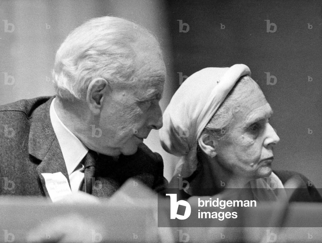 Image of Louis Aragon and Elsa Triolet, at a meeting of the