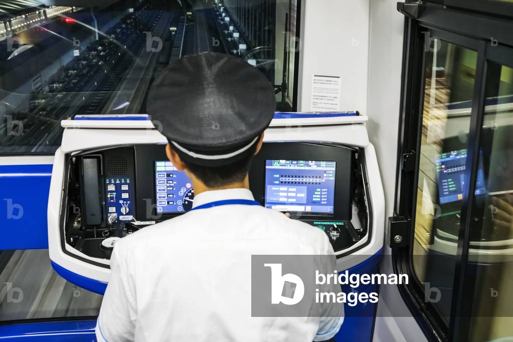 Image of Japan, Honshu, Tokyo, Toyosu, Interior of Yurikamome Line ...