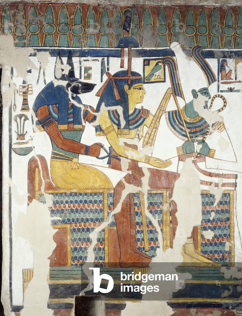 Image of Anubis, Osiris and Nefertari, from the second chamber of the ...