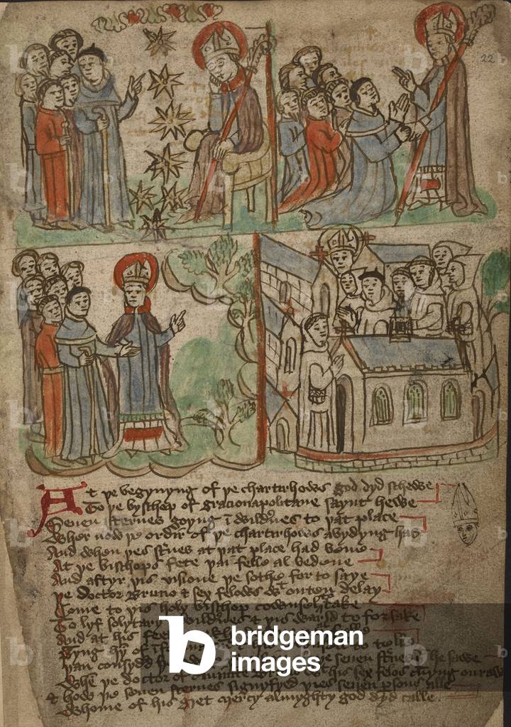 Image of Poem on the Carthusian order. Illustration with four scenes; Carthusian