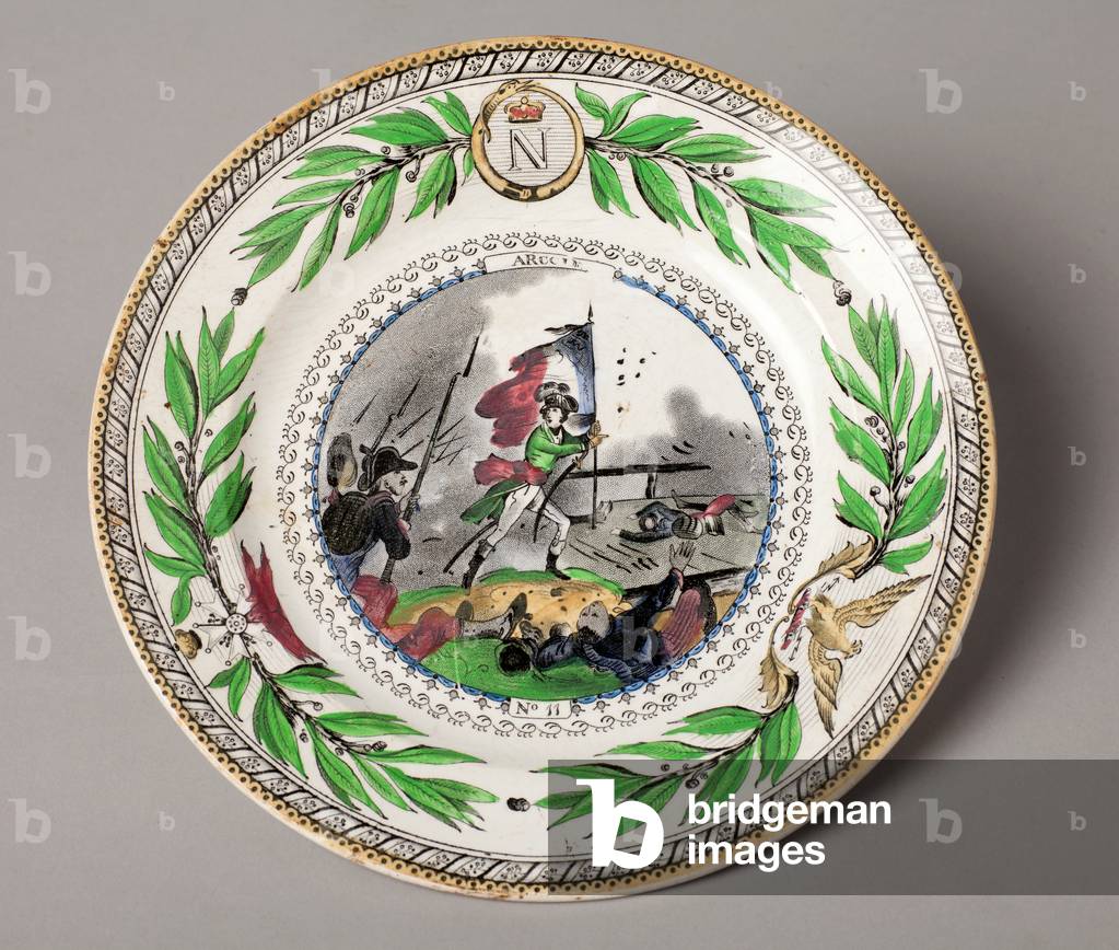 Image of A dish. War scene with Napoleon Bonaparte. Museum inventory no: