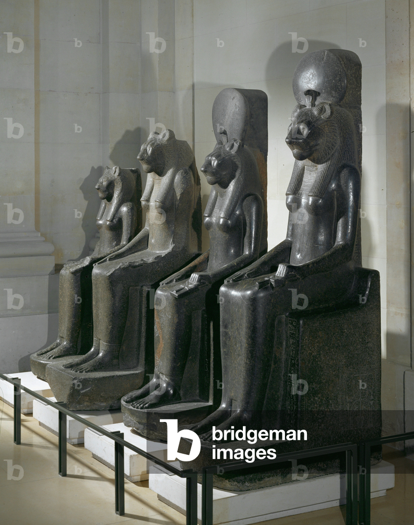Image of Four statues of the lion-goddess Sekhmet, from the Mut-temple ...