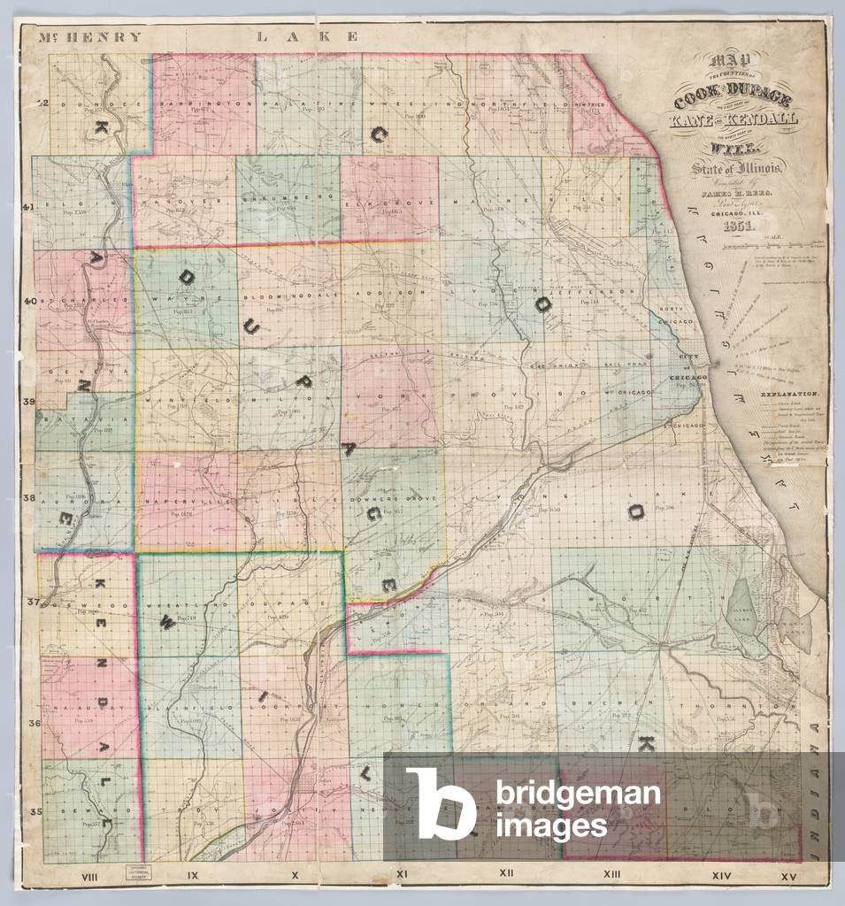 Image of Rees Map of Cook And DuPage Counties by American School, (19th ...