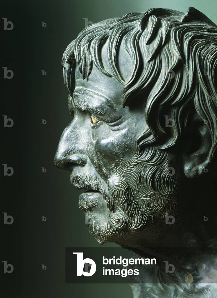 Image of Seneca Younger (4 BC-65), Roman philosopher and critic, Bronze bust by Roman