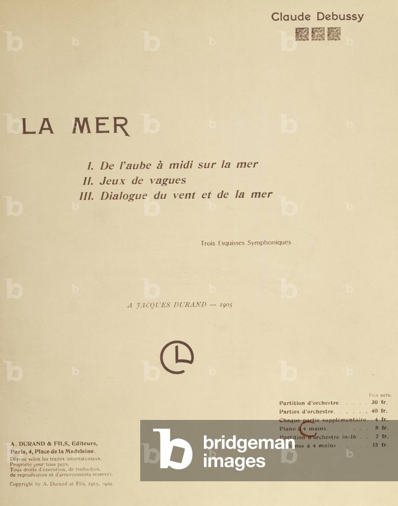 Image of Title page of score for La Mer ( sea) by