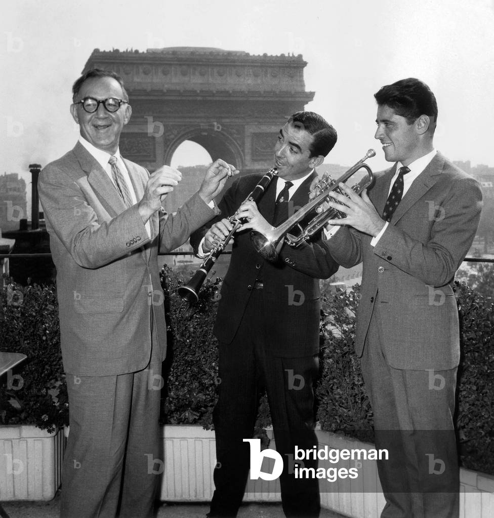 Image of American Jazzman Benny Goodman Conducting Aime Barelli and ...