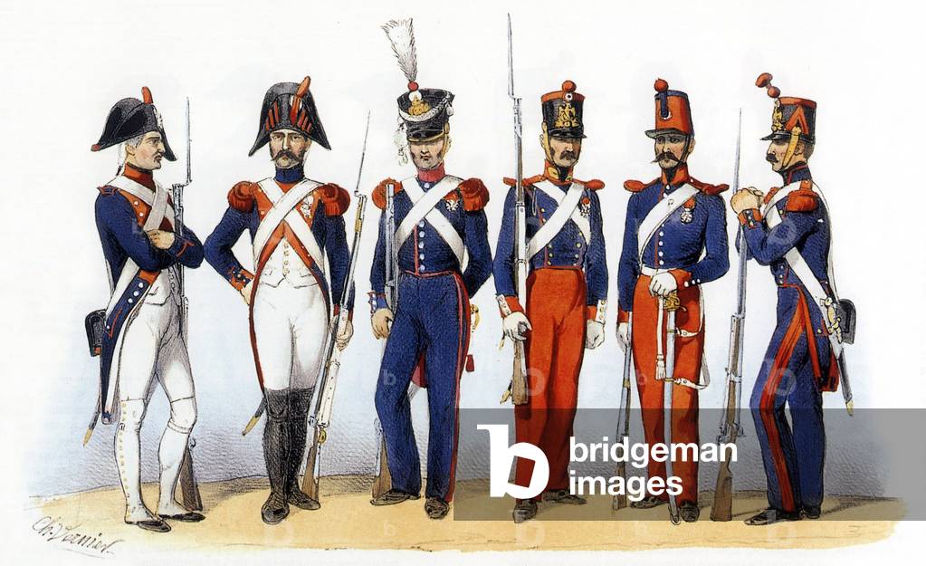 Image of Uniforms of french army: veterans, 18-19th century, engraving ...