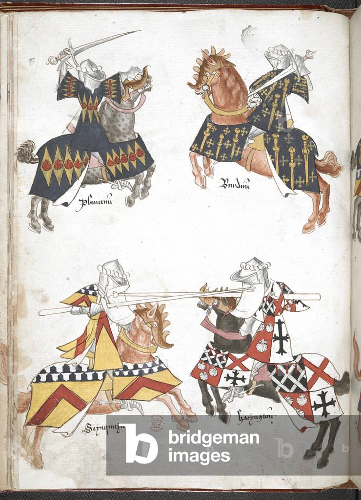 Image of Knights jousting.