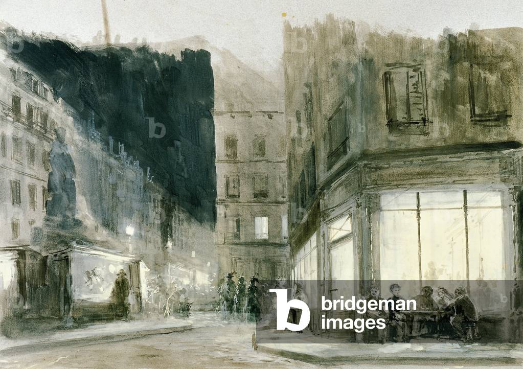 Image of France, Paris, Cafe Momus, set design for act II in