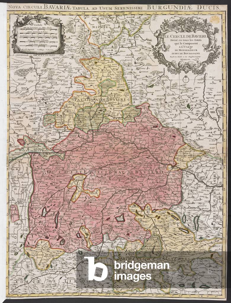 Image of Map of Bavaria, 1725 (coloured engraving) by Jaillot, Alexis ...