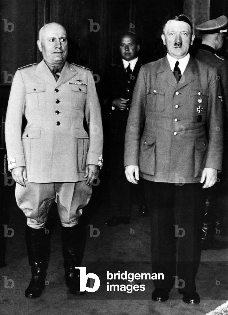 Image of Adolf Hitler and Benito Mussolini, 1940 (b/w photo)