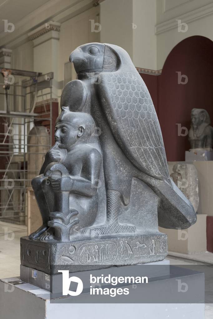 Image of Statue of the young Ramesses II and the god Horus, by Prehistoric