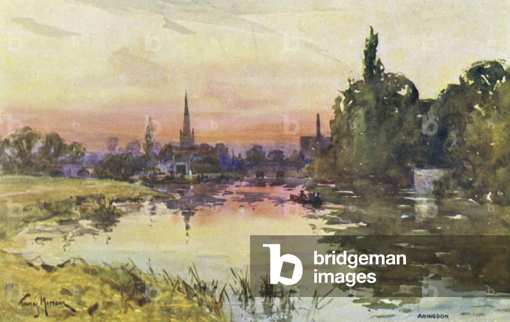 Image of River Thames: Abingdon (colour litho) by Maybank, Thomas (1869 ...