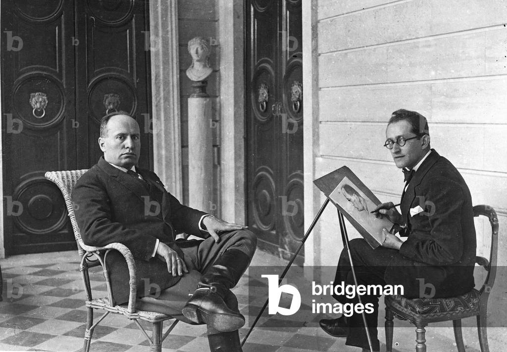 Image of Benito Mussolini is portrayed, 1929 (b/w photo)