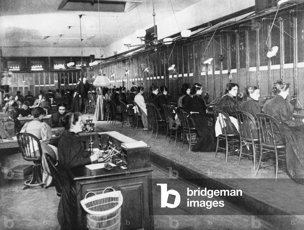 Image of Telephone operators working in a telephone network control ...