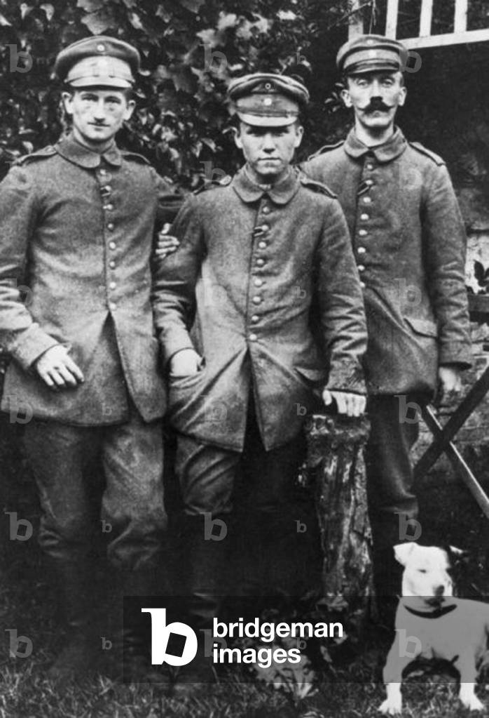 Image of Adolf Hitler as a German soldier with comrades during World