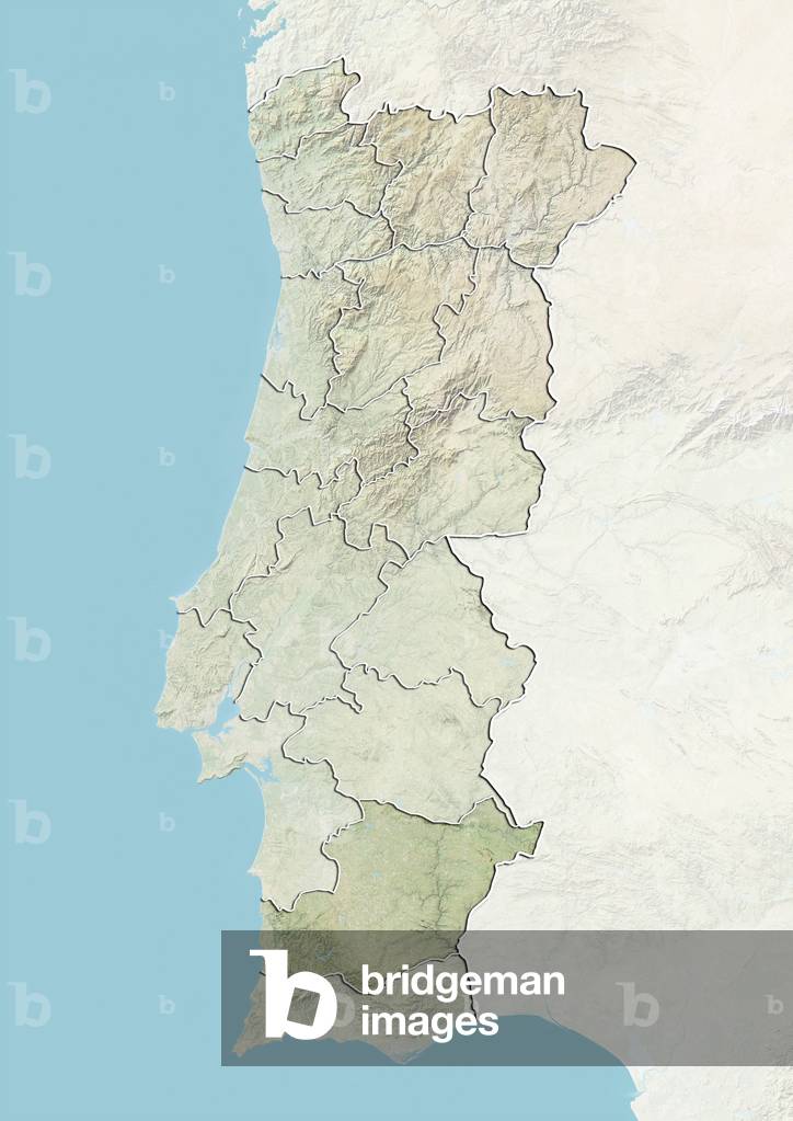 Image of Portugal and the District of Beja, Relief Map