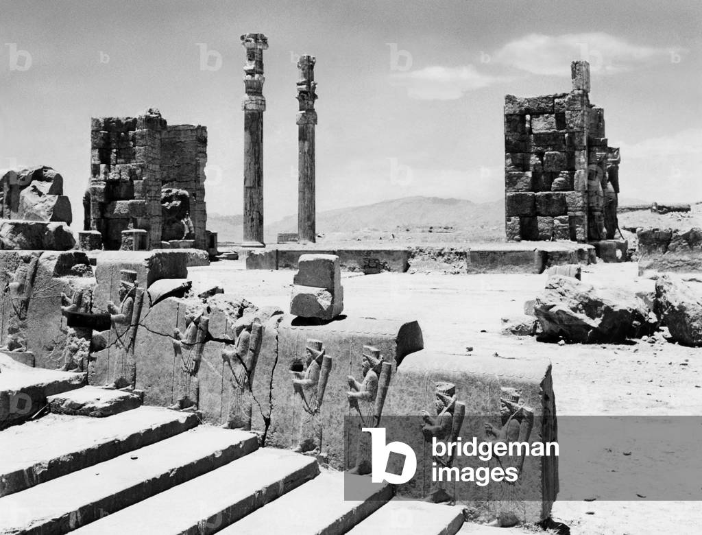 Image of Stairway of King Dario Depicted With His Servants, the Ruins