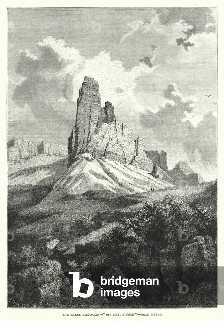 Image of The Three Pinnacles, 'Die Drei Zinnen,' near Meran (engraving ...