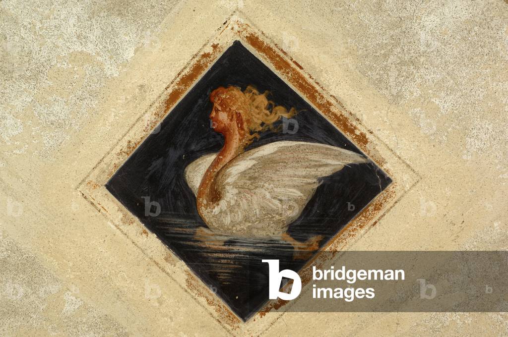 Image of Anthropomorphic swan, Fresco, Ternengo Gromo Palace (16th ...