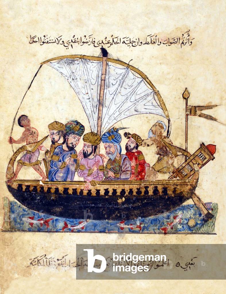 Image of Abu Zayd and Al Harith embark on a sailing vessel by Seljuq ...