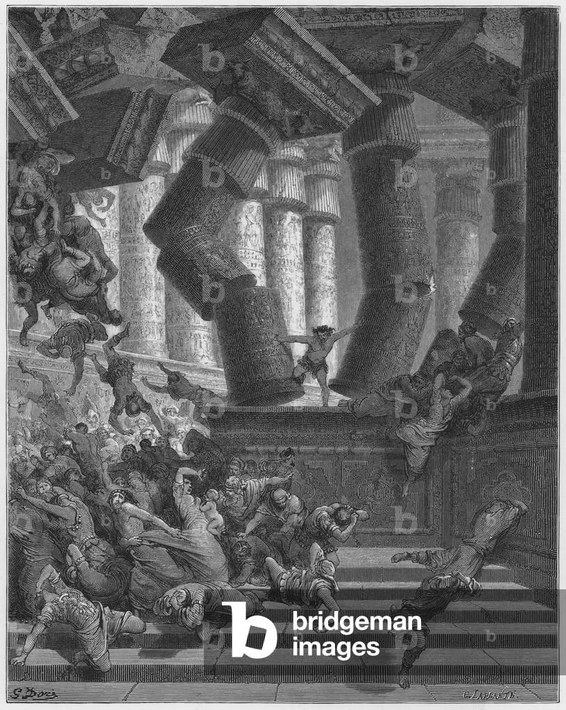 Image of Gustave Dore Bible: Death of Samson (engraving) by Dore ...