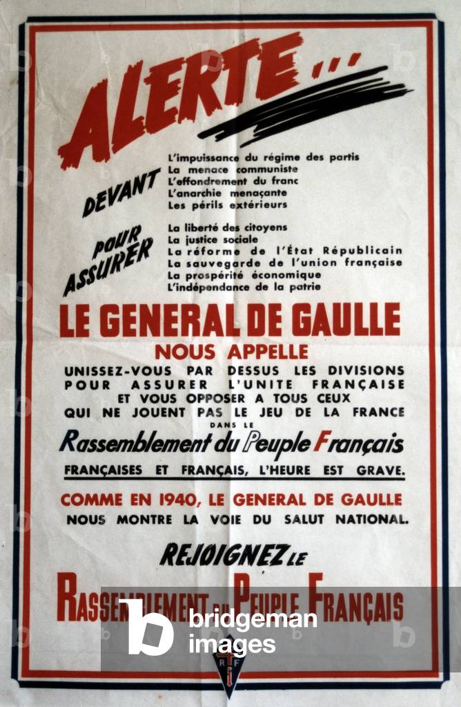 Image of French poster for RPF party (Rassemblement du Peuple Francais) c.